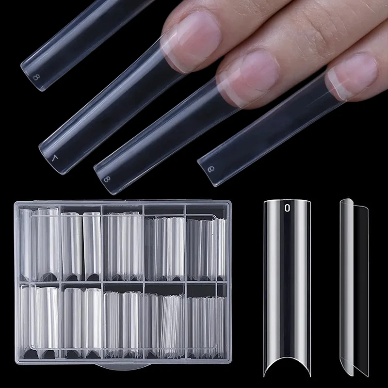 200pcs-Box-XXL-C-Curve-False-Nail-Tips-Clear-Extra-Long-Straight-Square ...