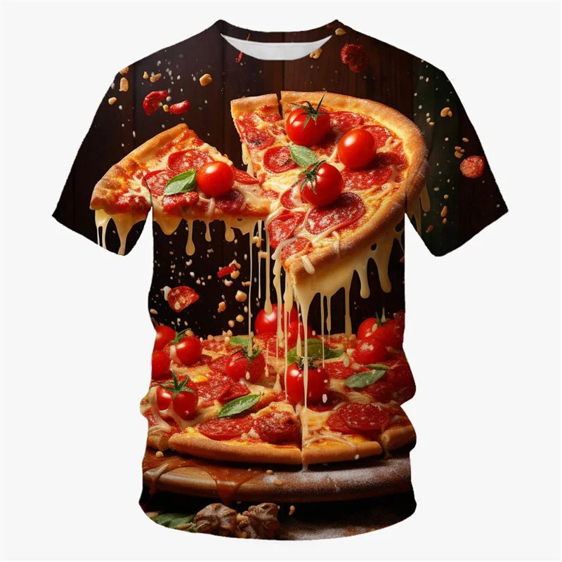 Fashion 3d Printed Food Pizza T-shirt For Men Casual Summer Short ...