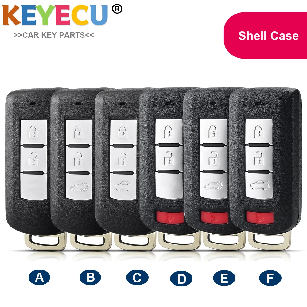 Keyecu 2/3/4 Buttons Smart Remote Key Shell For Mitsubishi Lancer ...