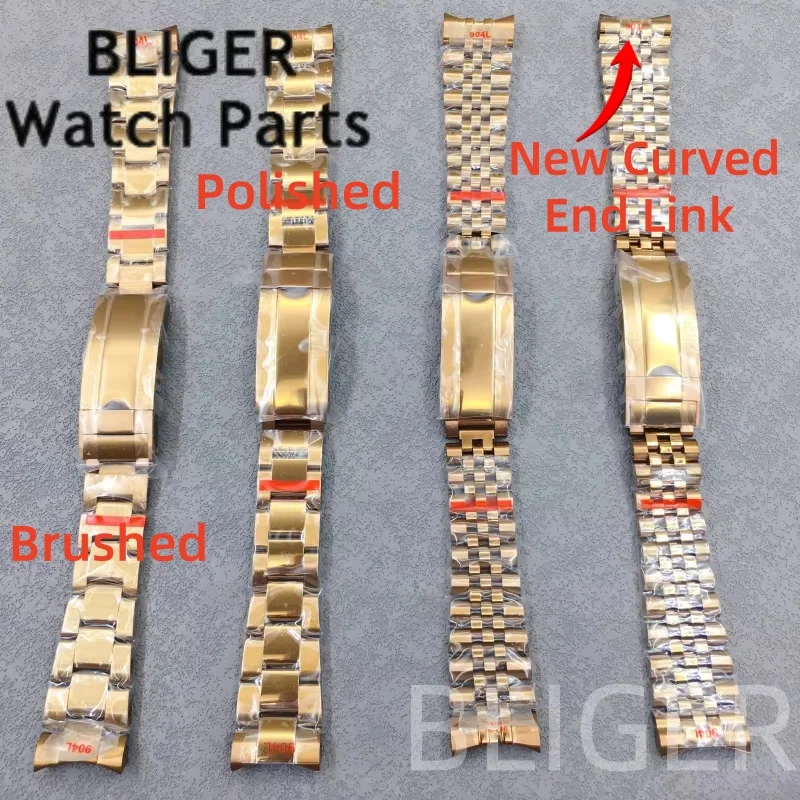 BLIGER 20mm Brass Solid 316L Stainless Steel Watch Band Oyster/Jubilee ...