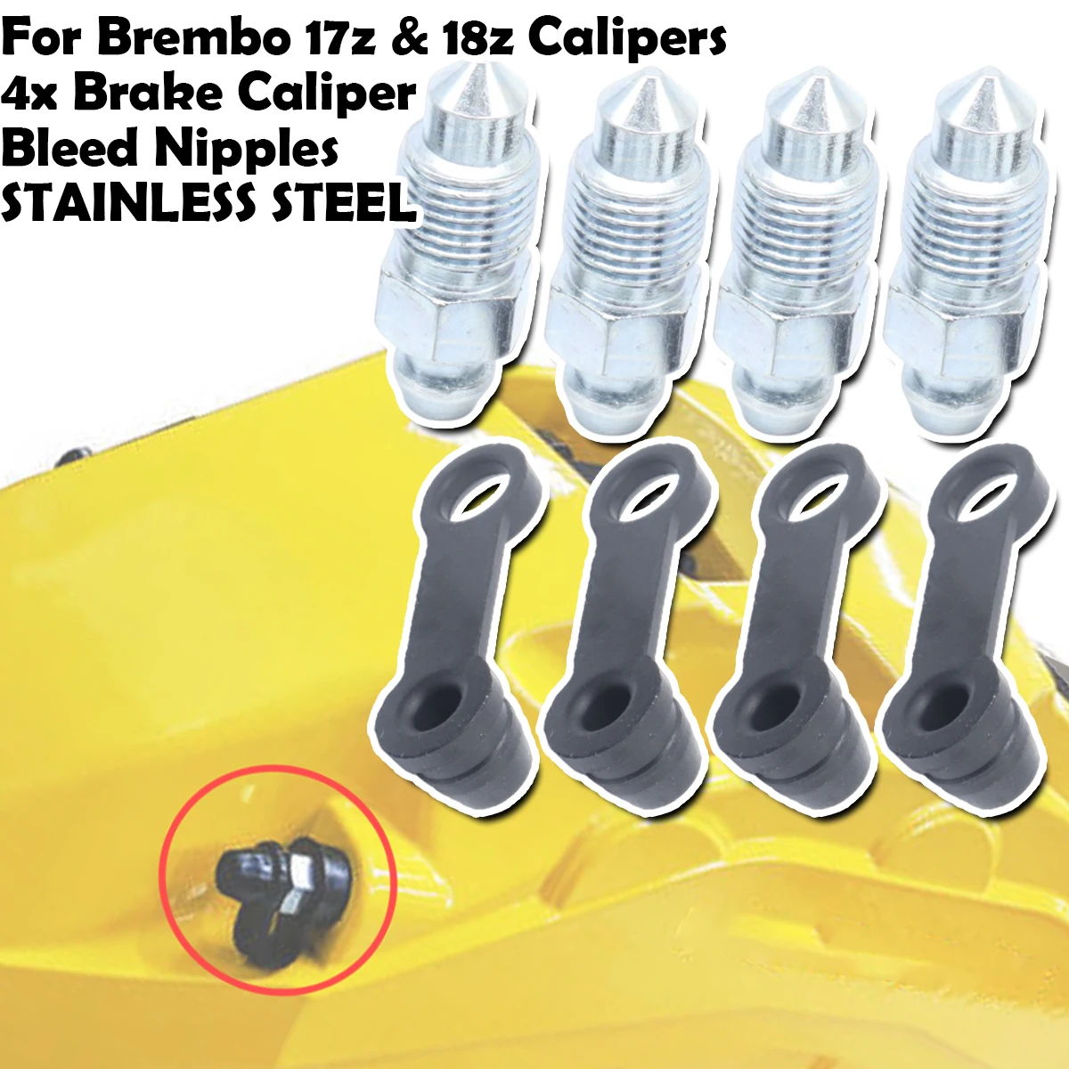 For Brembo 17z & 18z Calipers 4x Brake Caliper Bleed Nipples Front ...