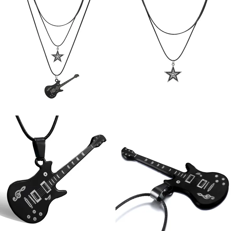 1PCS Star Pendant Vintage Necklace Punk Star Choker Rock Roll Guitar ...