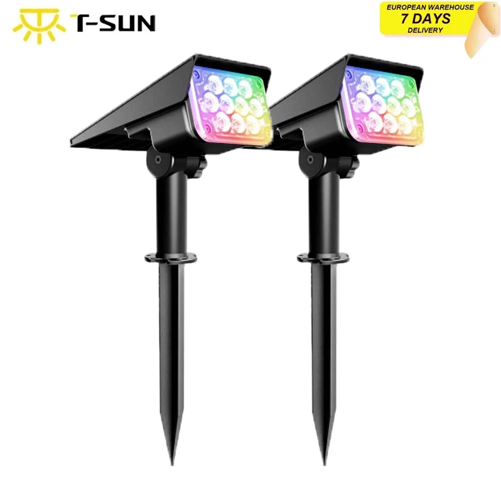 T SUN 1 4pcs 20LED Adjustable Solar Spotlight Solar Garden Light ...