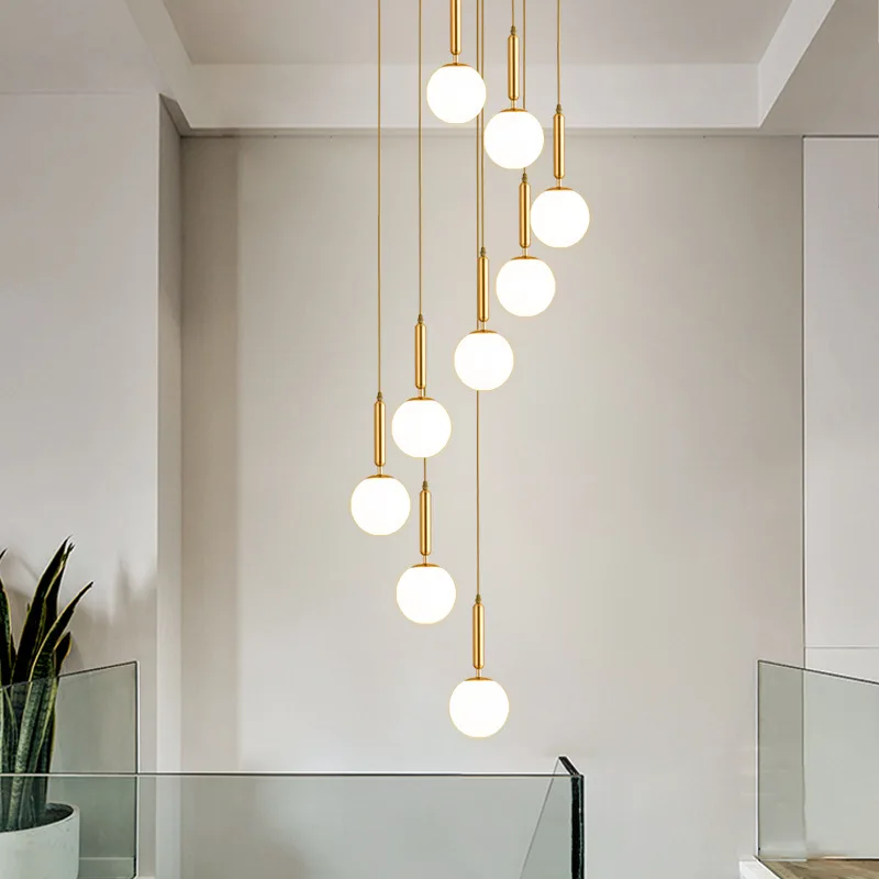 Modern-LED-Glass-Pendant-Light-Brass-Black-Milk-Ball-Chandeliers ...