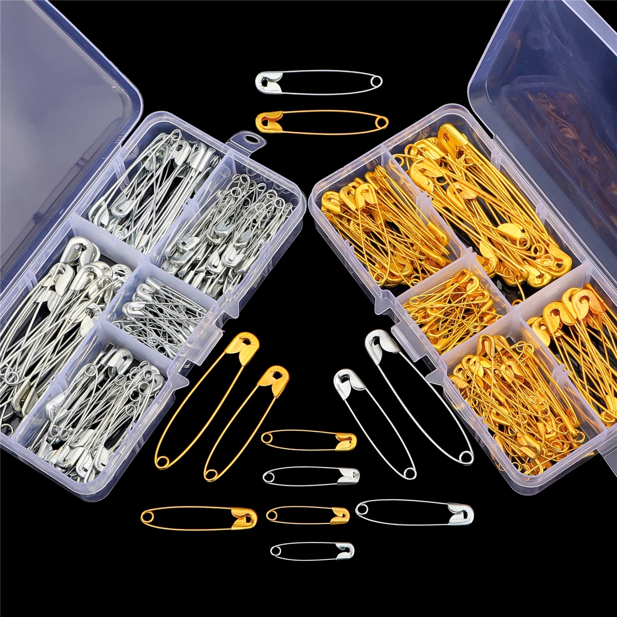 10-compartment-case-safety-pin-safety-pin-gold-and-silver-tag-safety ...