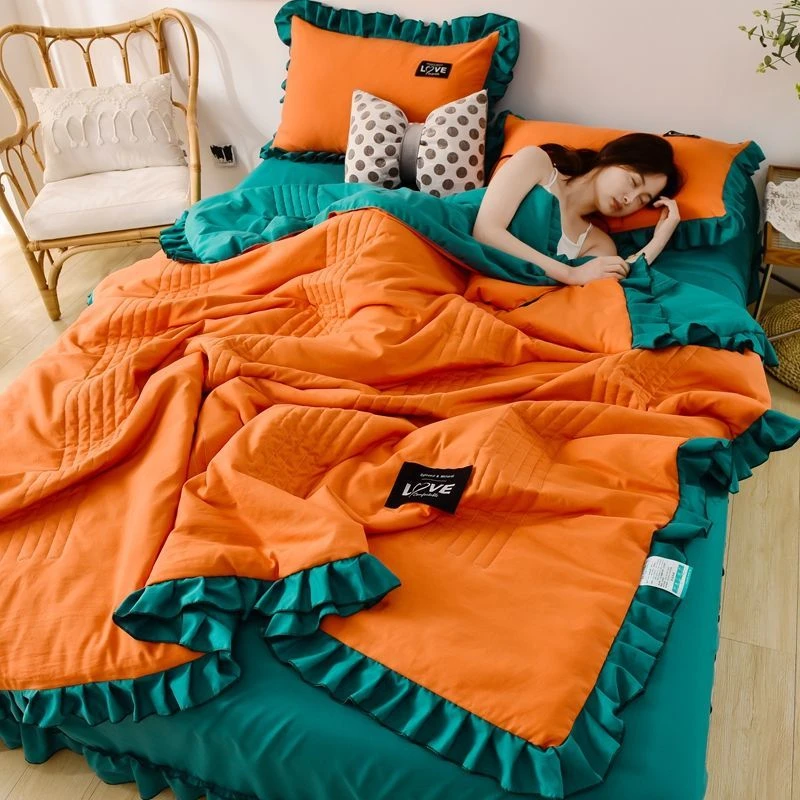 Korean-Version-Solid-Color-Cool-Quilt-Cover-Cotton-Thin-Quilt-Machine ...