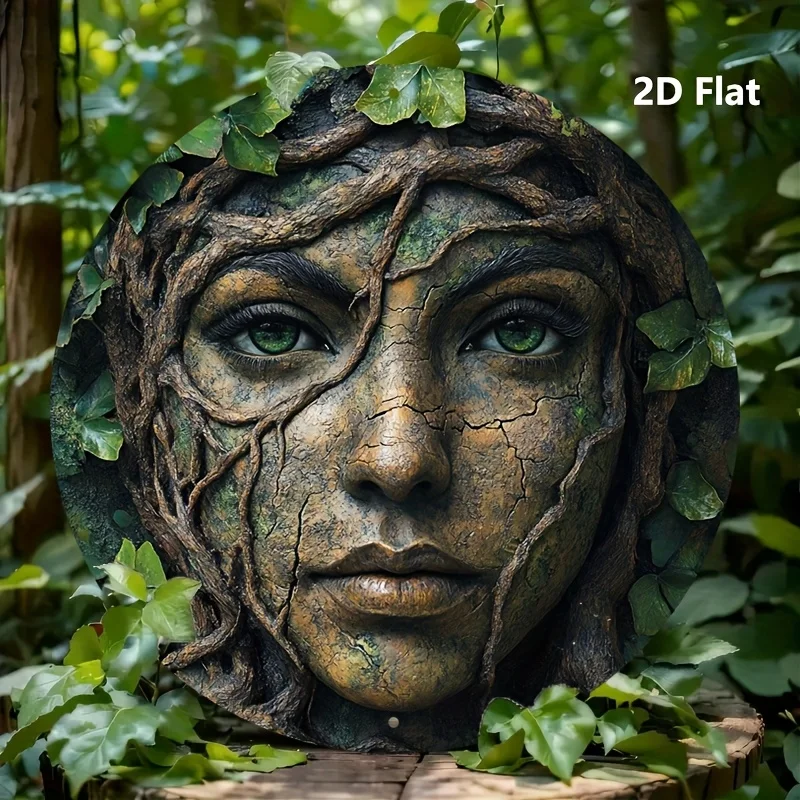 2D Flat, 2D Flat 1pc, Vintage Metal Signs tree with the face woman ...