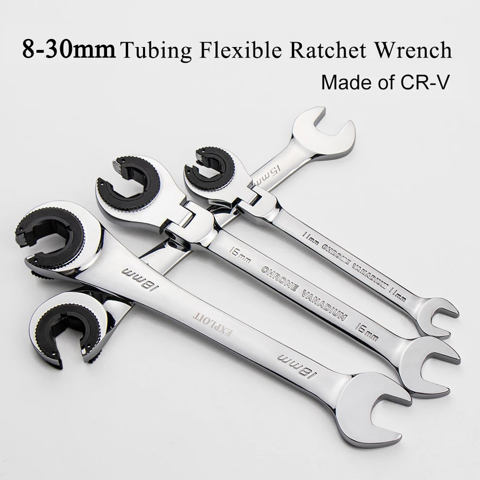8 27mm Opening Tubing Ratchet Wrench Spanner Combination Wrenches Set ...