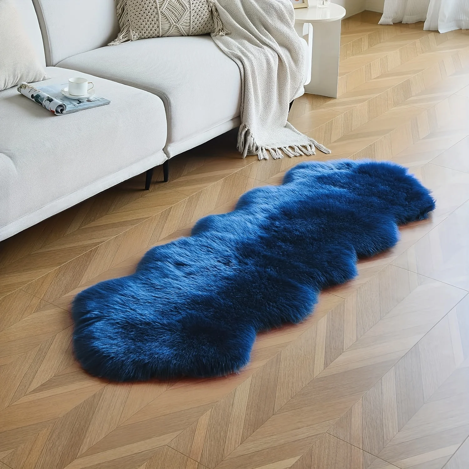 All-Weather Sheepskin Running Carpet Fluffy Faux Sofa Cover Runner for ...