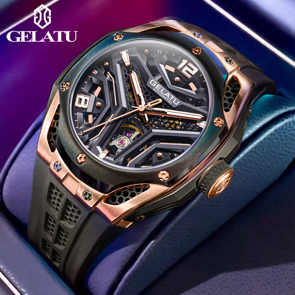 GELATU Original Luxury Automatic Watch for Men Mechanical Waterproof ...