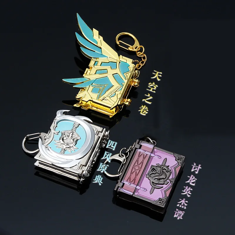 2022-Genshin-Impact-Catalysts-Keychain-Openable-Magic-Book-Game-Znic ...