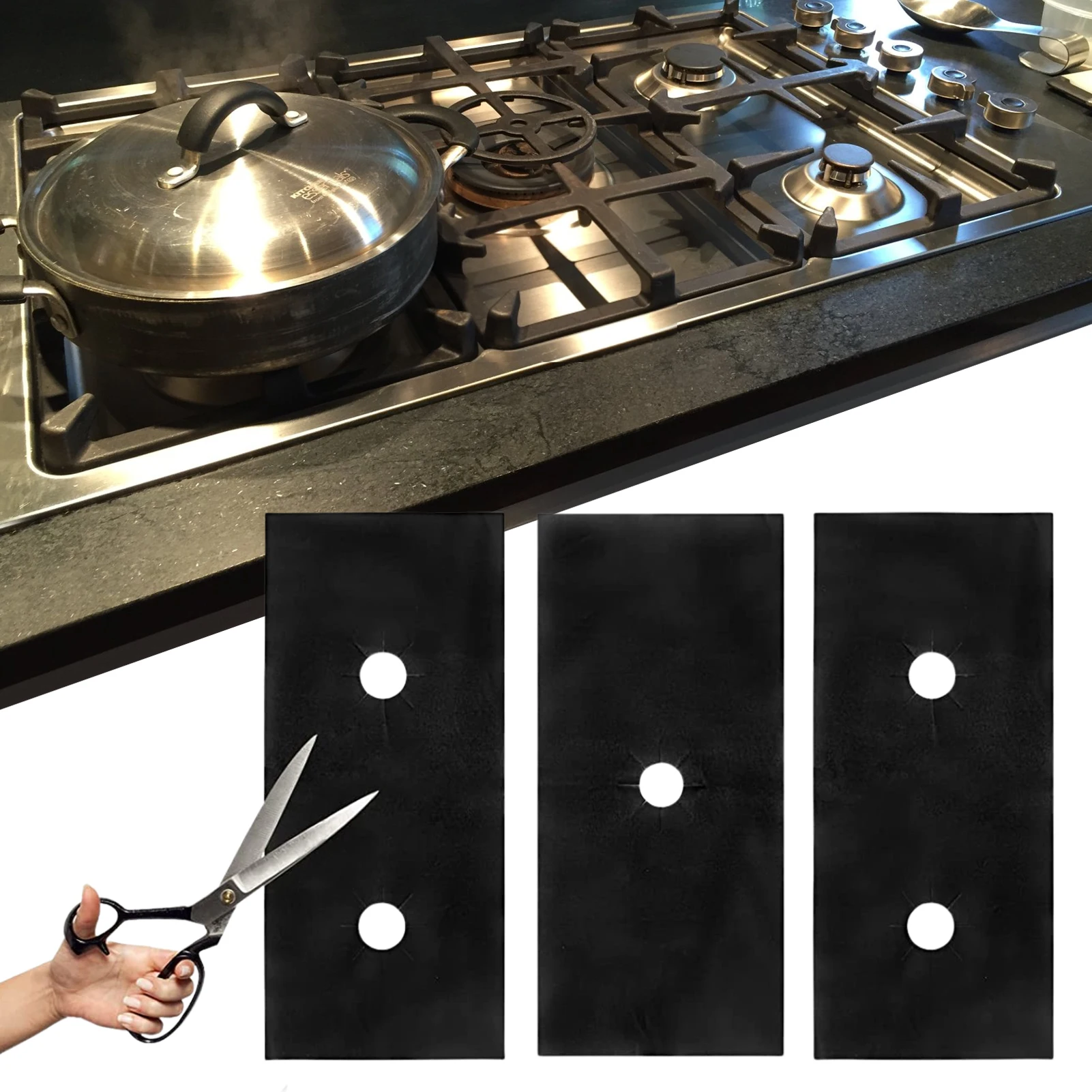 3pcs-lot-5-Hole-Gas-Stove-Topper-Protectors-Cover-Heat-Insulated-Mat ...