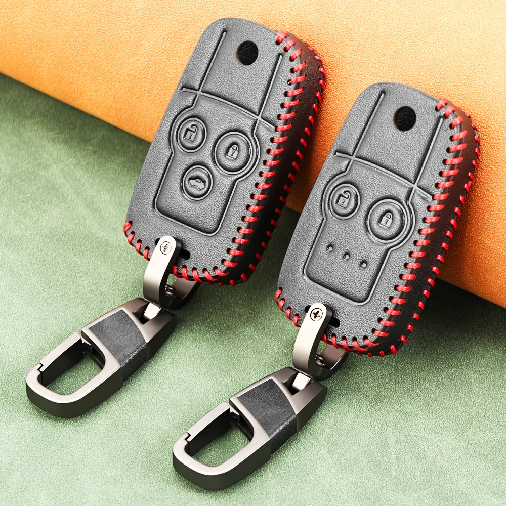 Leather-Car-Flip-Key-Case-Cover-Shell-For-Honda-Civic-Fit-Accord-CRV ...