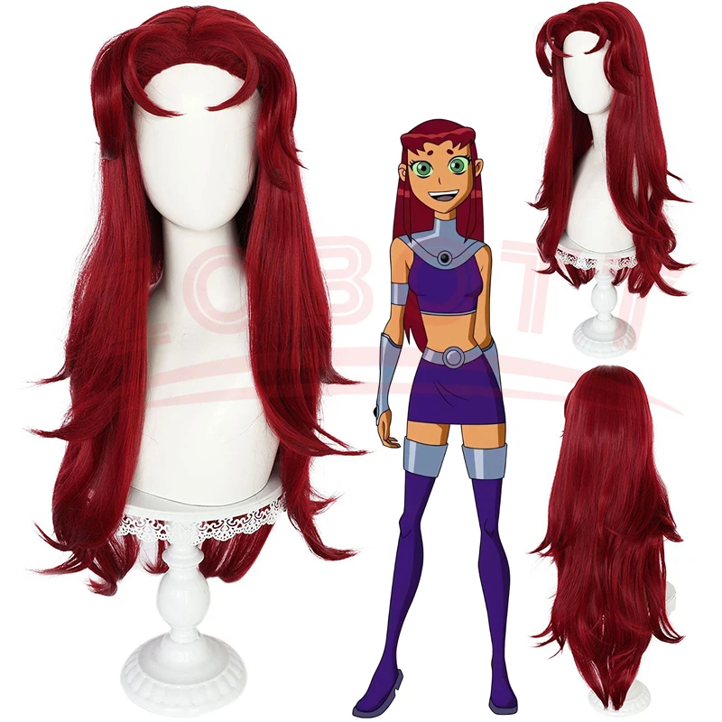 Anime-Starfire-Cosplay-Wig-High-Temperature-Wire-Red-Long-Hair-With-Wig ...