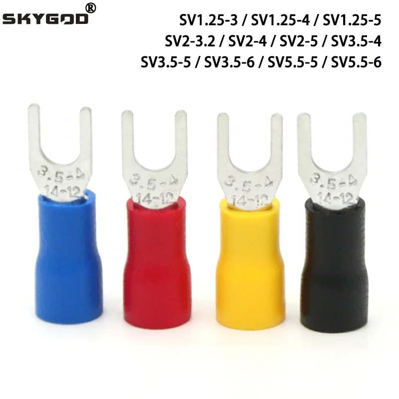 100Pcs-SV-Type-Wire-Spring-Terminal-SV1-25-SV2-Fork-U-Y-PVC-Insulate ...