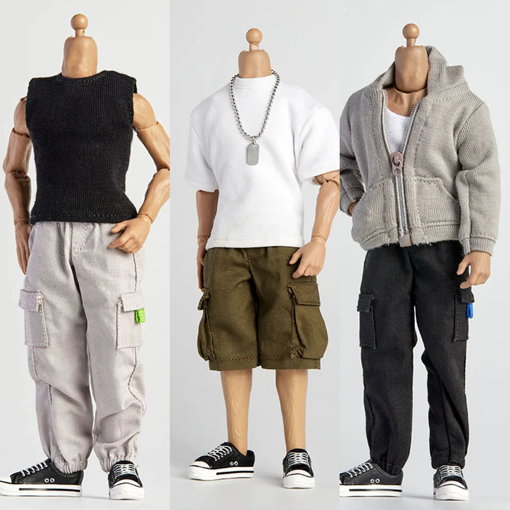 1-12-Scale-Casual-Fashion-Male-Clothes-Set-Zippered-Hoodie-Vest-Loose ...