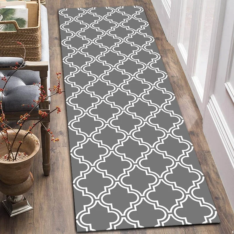 Home-Entrance-Door-Mat-Moroccan-Grey-Trellis-Non-Slip-Soft-Kitchen-Mat ...