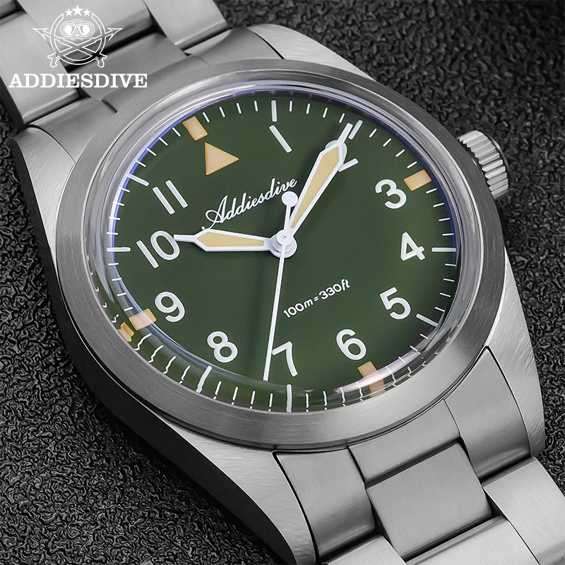 ADDIESDIVE Luxury Titanium Alloy Watch Military Style Japan Quartz VH31 ...