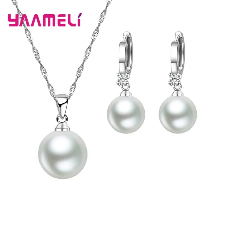 Fashion 925 Sterling Silver Color Jewelry Set Freshwater Pearl ...