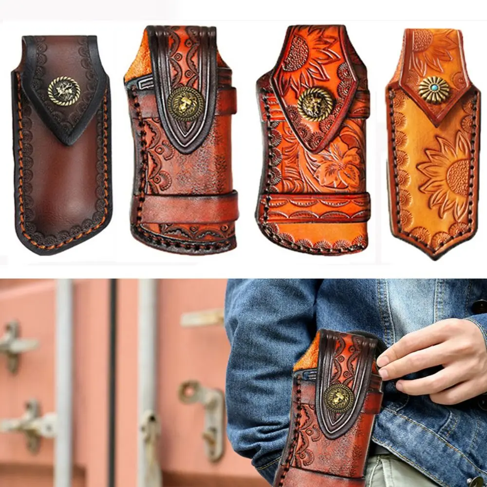 1Pc-Leather-Fold-Knife-Scabbard-Tool-Flashlight-Belt-Buckle-Case ...