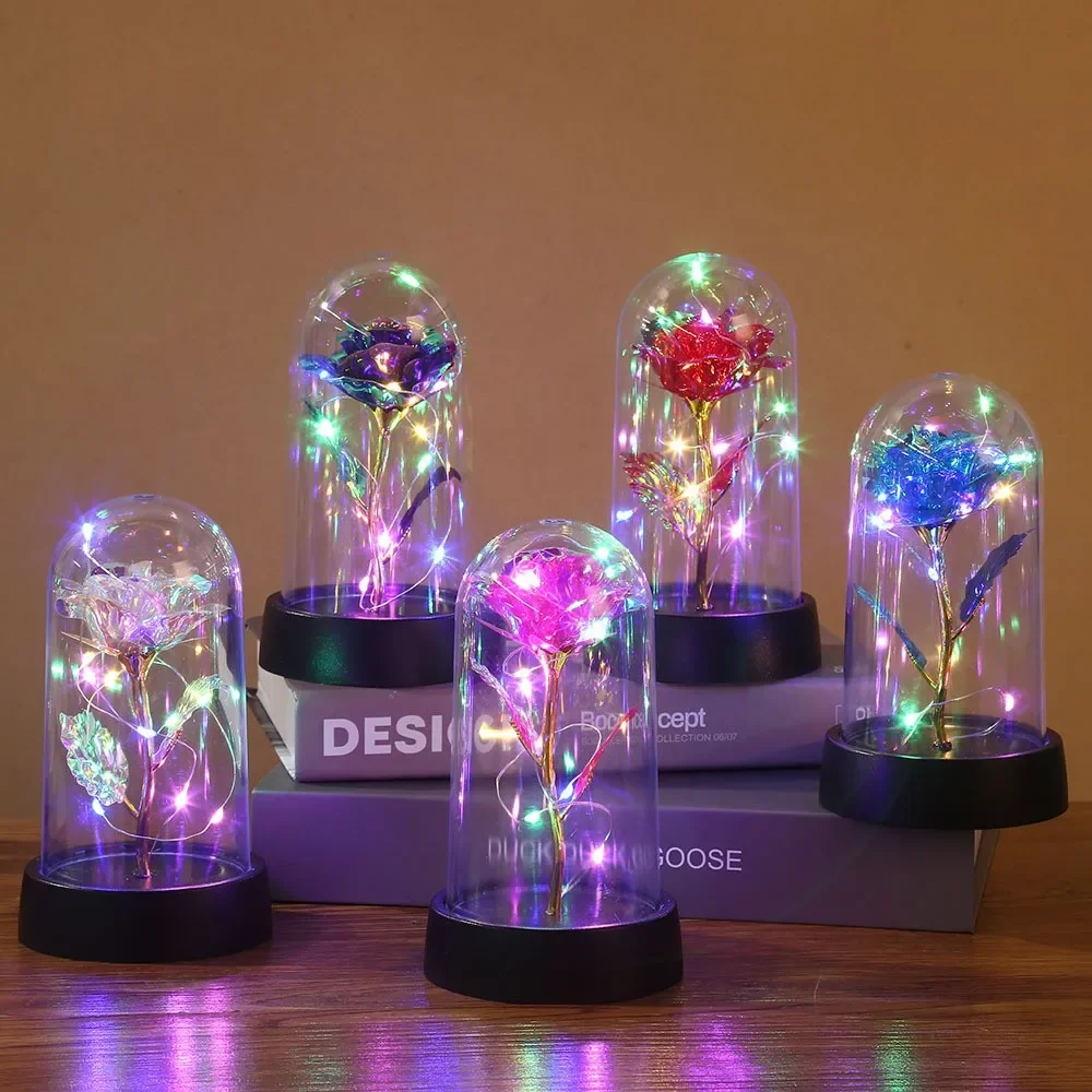 Valentines-Day-Gift-for-Girlfriend-Eternal-Rose-LED-Light-Foil-Flower ...