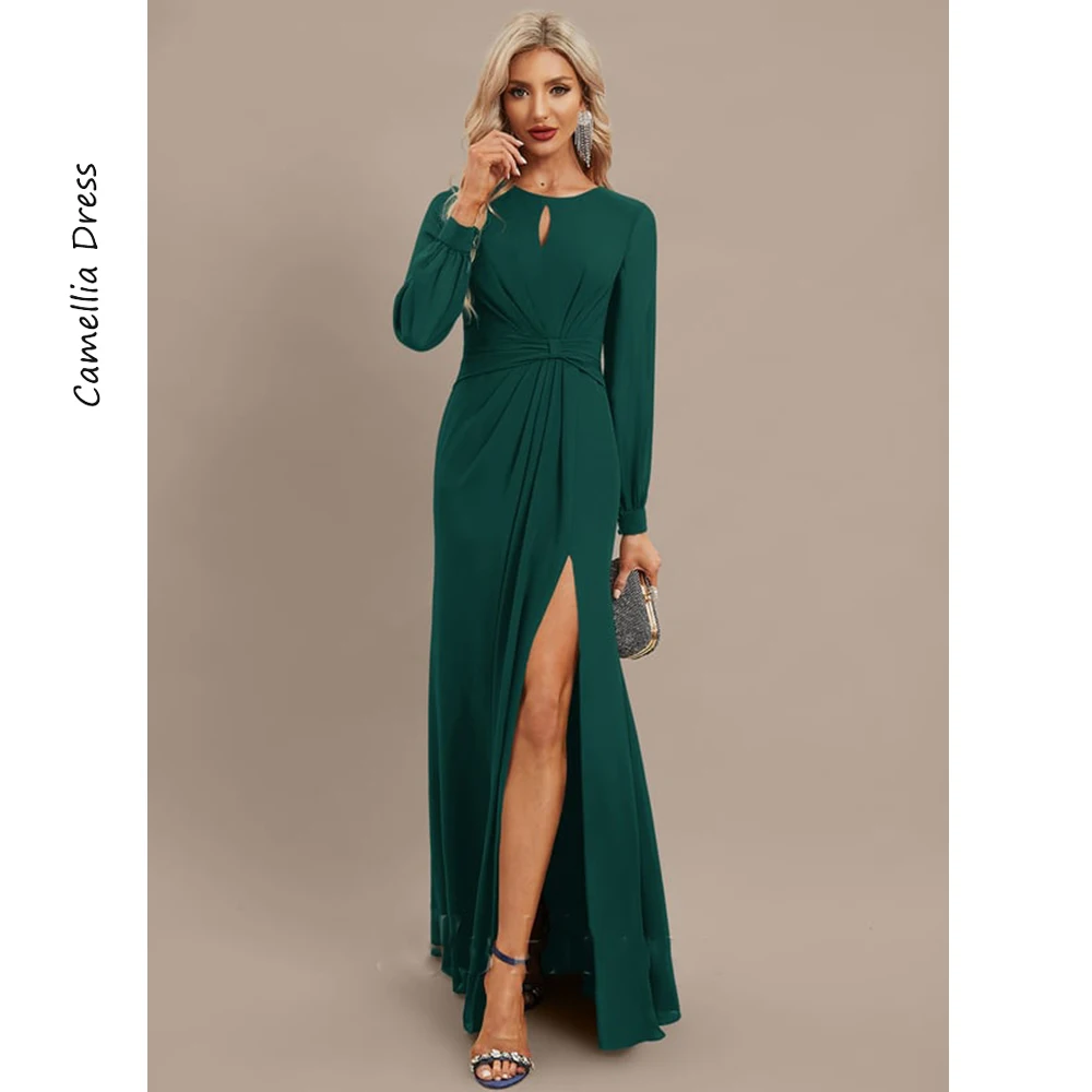 Robe-de-soir-e-pliss-e-en-mousseline-de-soie-longueur-au-sol-robes-de ...