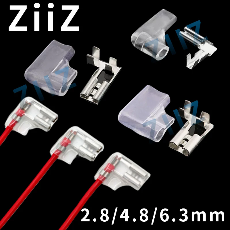 100Pcs Electric Flag/Right Angle Crimp Terminal Wire Connectors Set2.8 ...