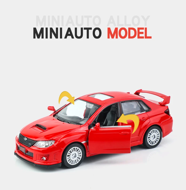 Rouge Avec boite-Modèle réduit de voiture Subaru WRX STI, échelle 1:36 ...