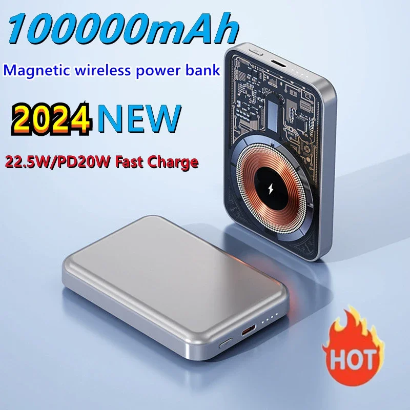 100000mAh-Mini-Power-Bank-Macsafe-Wireless-Spare-Battery-Portable-Type ...