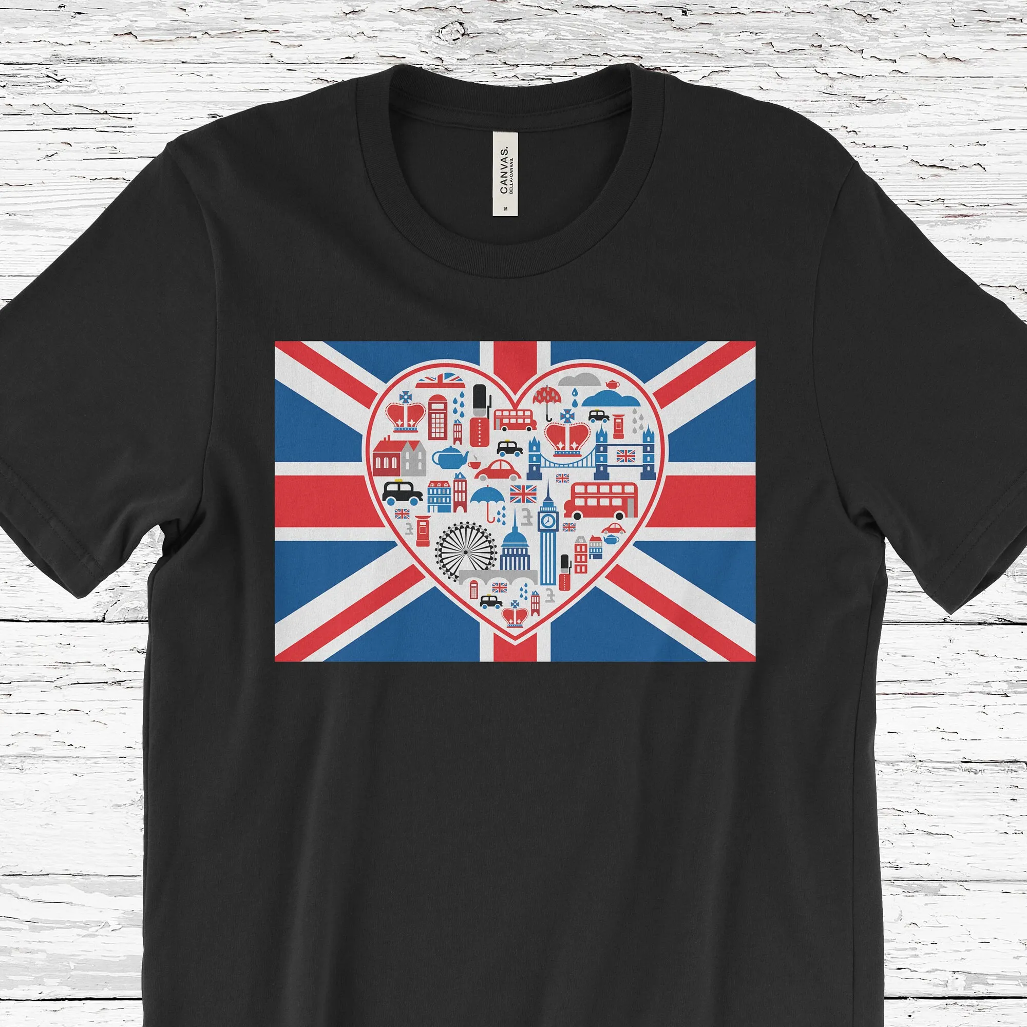 London-Souvenirs-Monument-Art-England-Vintage-British-Flag-T-Shirt ...