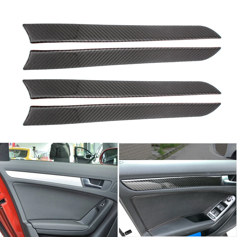 4pcs Real Carbon Fiber Interior Window Door Panel Trim Cover Inner ...
