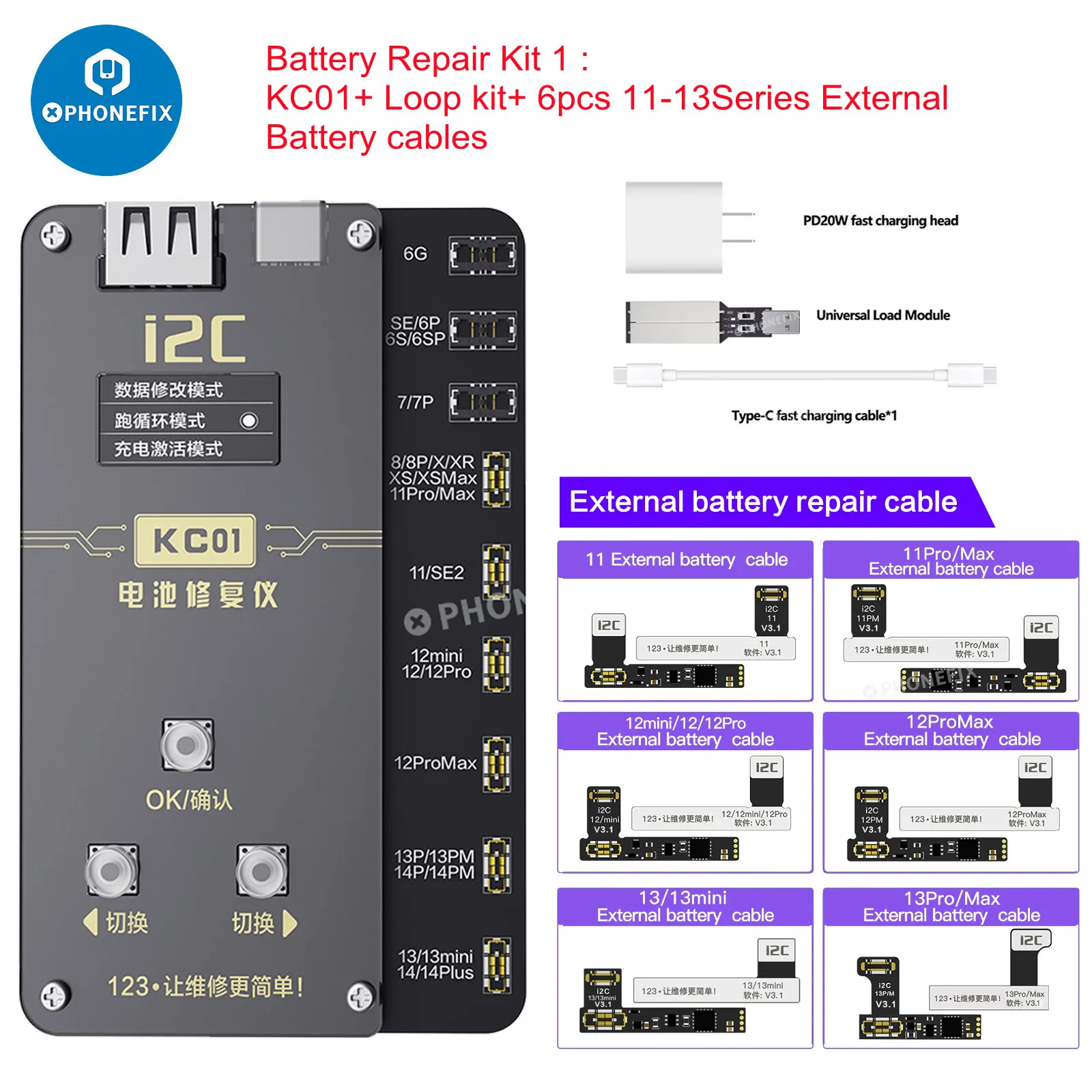 I2c-Kc01-Kc02-Batterij-Reparatie-Instrument-Voor-Iphone-8-15-Pro-Max-Batterij-Data-Lezen ...
