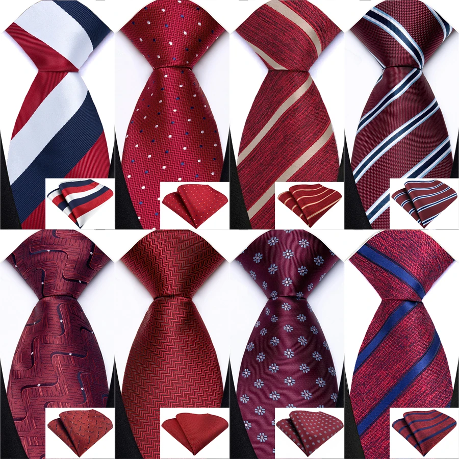 Luxury Mens Tie Set Jacquard Stripes Plaid Dot Necktie Pocket Square ...