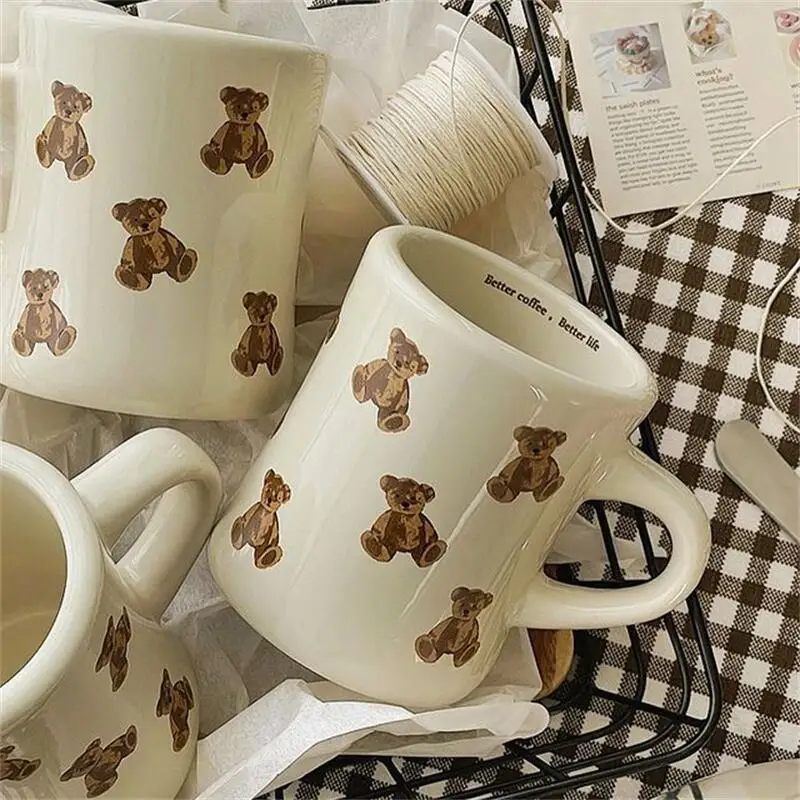 Teddy-Bar-Ceramic-Mug-with-Handle-Korean-Cream-Milk-Coffee-Breakfast ...