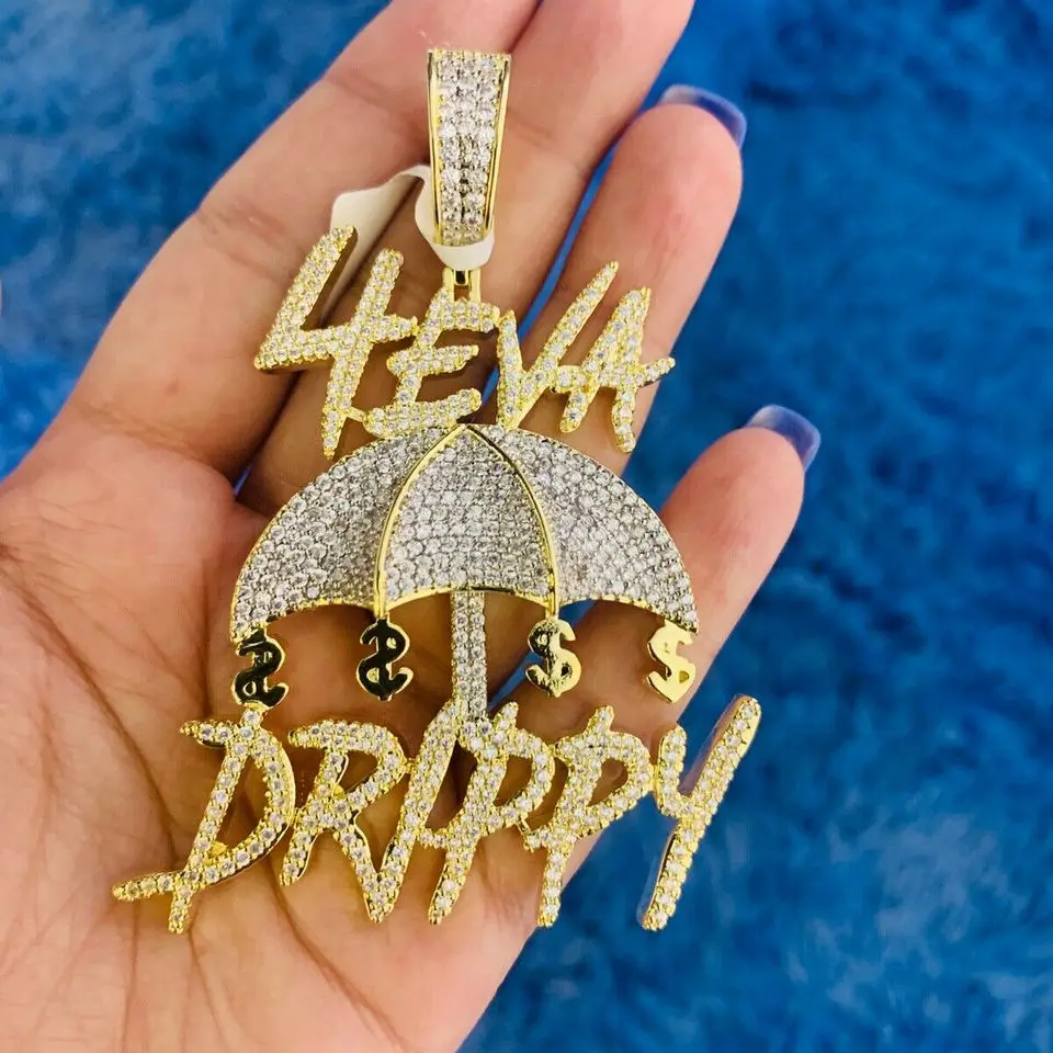 4EVA-Forever-Drippy-Dollar-Umbrella-Hip-Hop-Pendant-Full-Paved-5A-Cubic ...