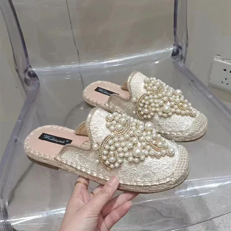 Beaded-Flats-Women-Mules-Shoes-Summer-Luxury-Slippers-2024-Designer ...