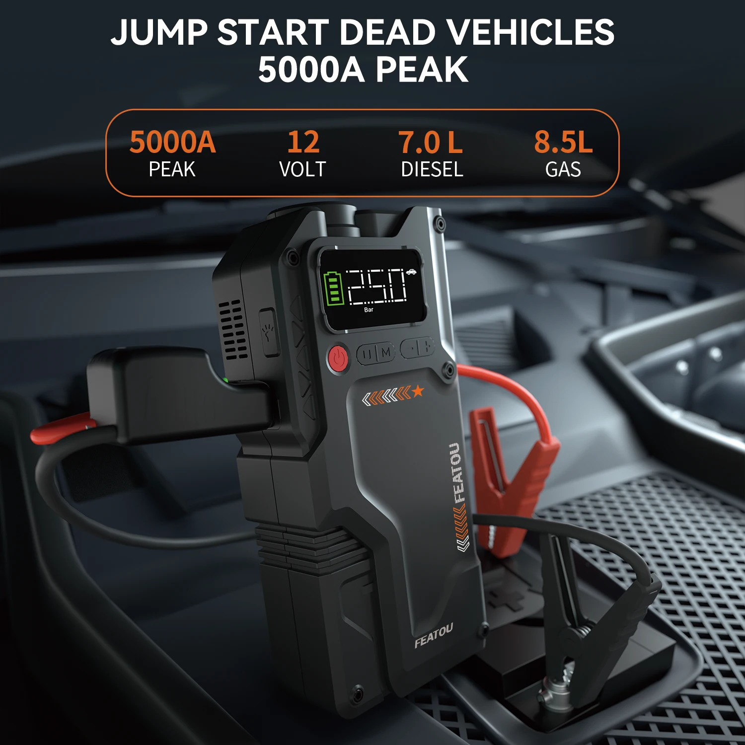 2026 Upgrade Portable Car Jump Starter, 5000A Peak Battery Jumper ...