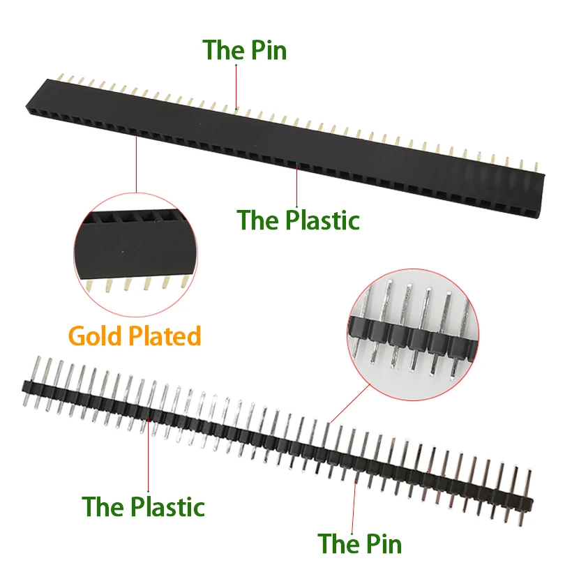10Pcs-2-54mm-40Pin-1x40-Single-Row-Male-Plug-Female-Jack-Breakable-Pin ...
