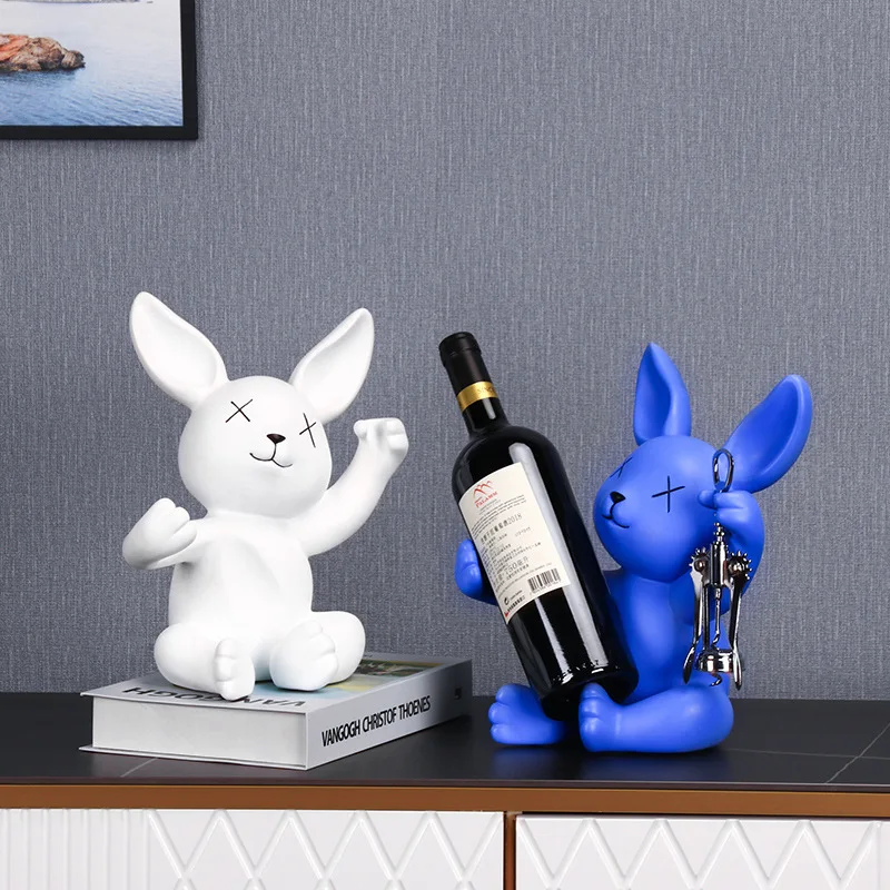 Factory Nordic Light Luxury Cute Rabbit Red Wine Rack Resin Crafts ...