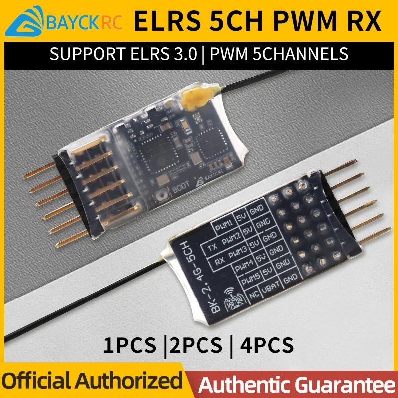BAYCK ELRS Receiver 2.4G 5CH PWM ExpressLRS RX Support ELRS 3.0 PWM/CRSF Protocol 2.0dBi Copper ...