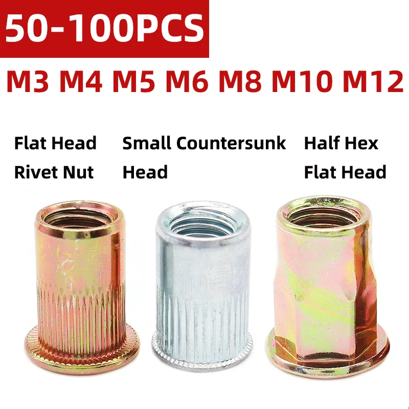 Rivet-Nuts-Flat-Head-Countersunk-Reduce-Knurled-Half-Part-Hexagonal ...