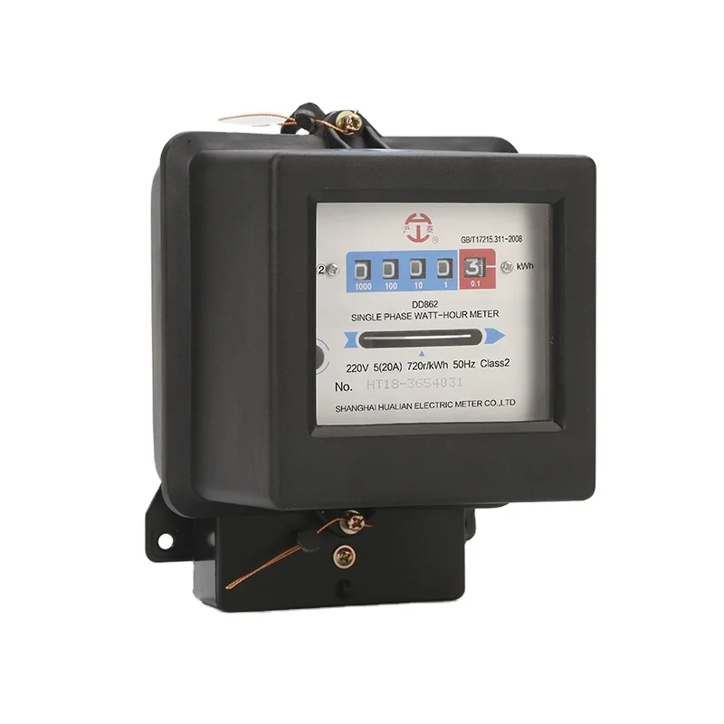 Single Phase Black Shell Mechanical Electricity Meter Kwh Energy Meter ...