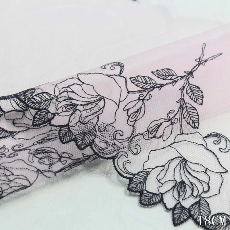 2Meters-Pink-Floral-Emroidered-Lace-Trimmings-For-Dress-Sewing-Costume ...