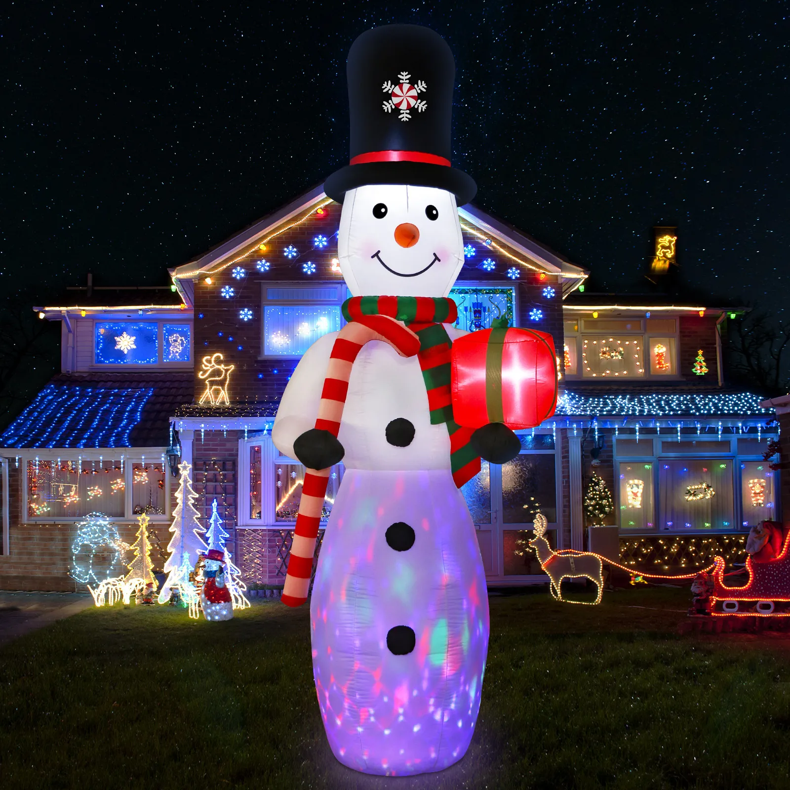 10FT-Inflatable-Snowman-Holding-Candy-Cane-Gift-Box-Christmas-Blow-Up ...