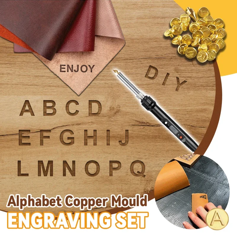 Diy-Wood-Leather-Burning-Set-And-26-Letters-Copper-Mold-Carving ...