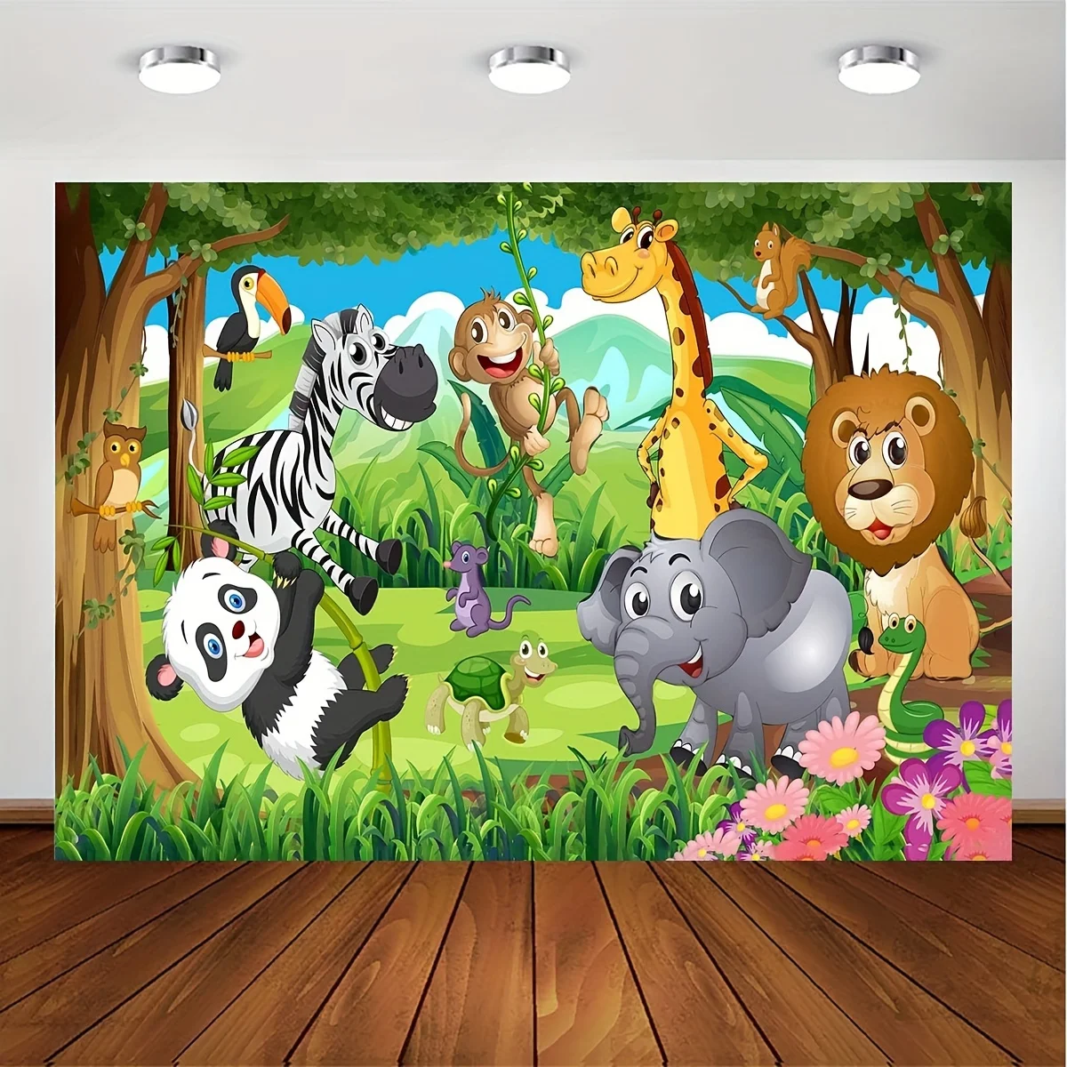Giant-Jungle-Safari-Animals-Backdrop-High-Quality-Fabric-Photography ...