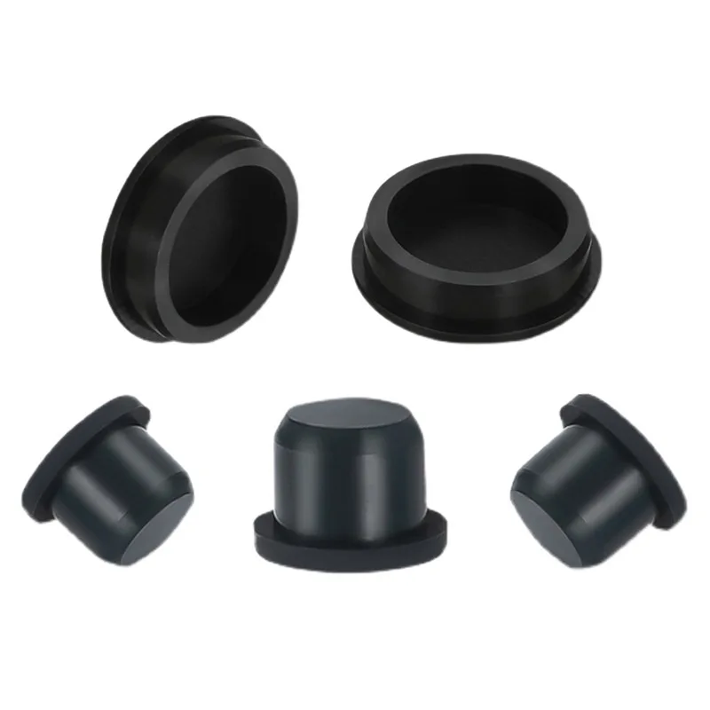 Black-Silicone-Rubber-Hole-Caps-3-14mm-T-type-Solid-Plug-Cover-Snap-on ...