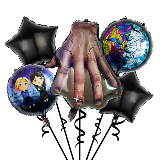 Wednesday Addams Foil Balloon Suit Girls Birthday Balloons Set Palm ...