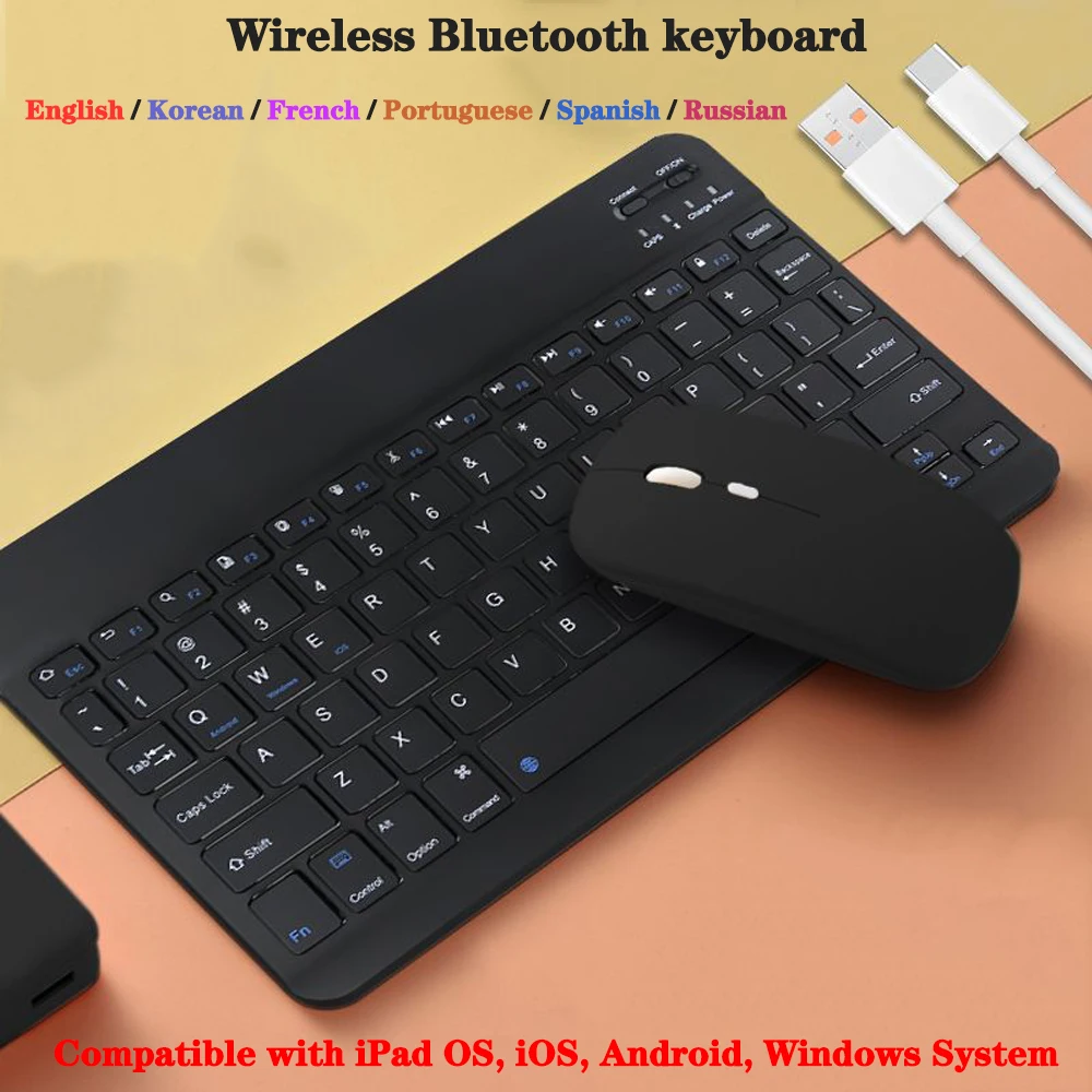 10 lnch Wireless Bluetooth Mini Keyboard For iPad Phone Tablet Portable ...