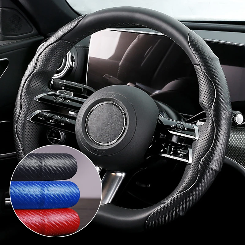 1Pair Red Black Carbon Fiber Look Universal Car Steering Wheel Booster ...